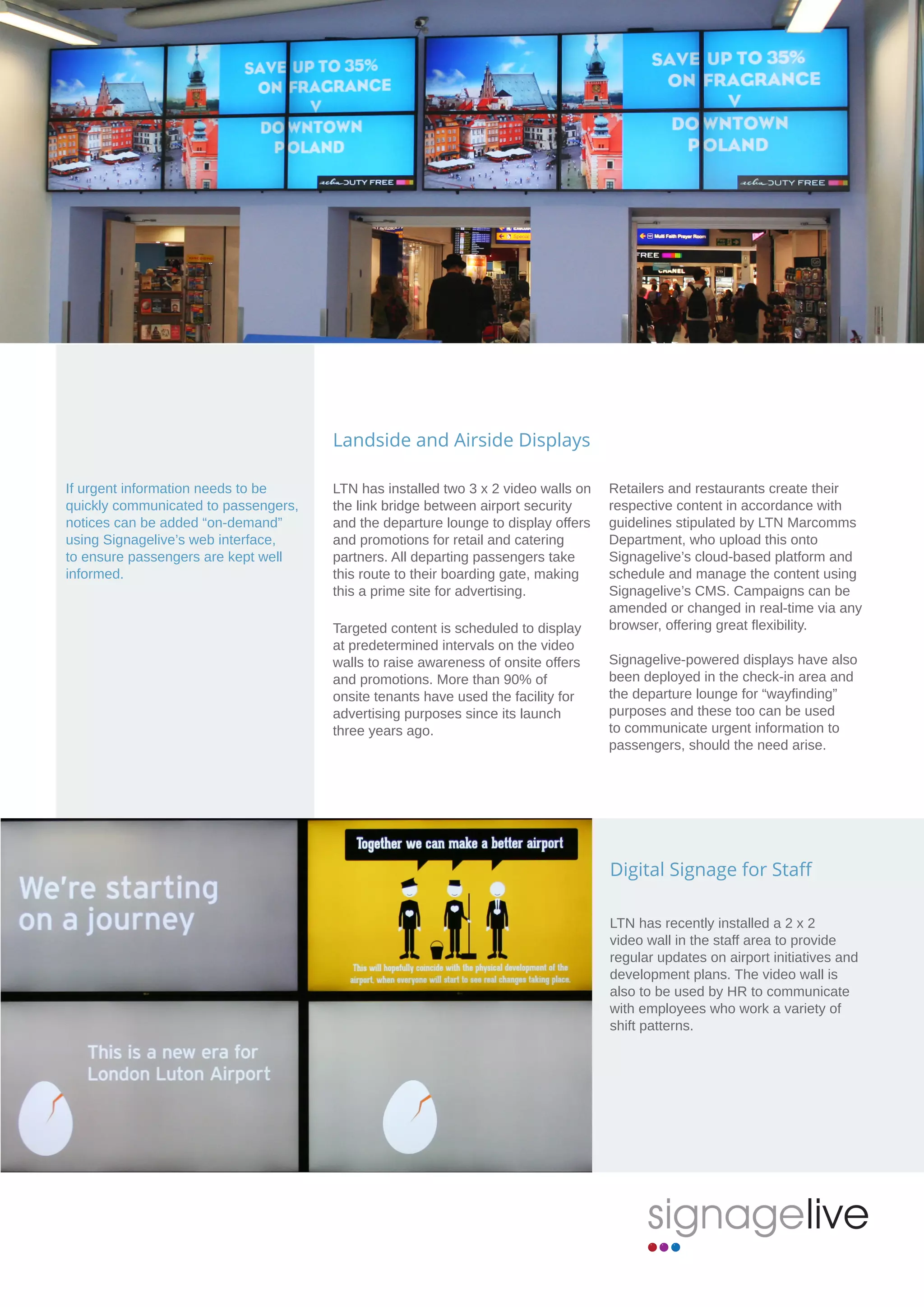 London Luton Airport Landside and Airside Digital Signage Network ...