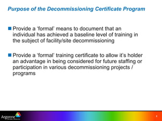 Decommissioning Certificate Program | PPT
