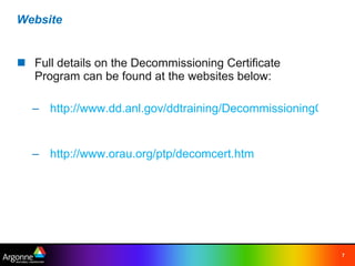 Decommissioning Certificate Program | PPT