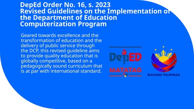 Slide decks for DCP adoption program for DepEd Schools | PPTX