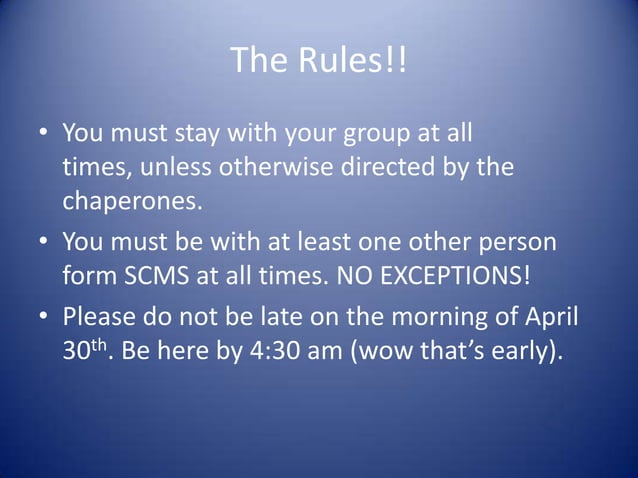 SCMS DC Tour 2012 Pre-trip Meeting | PPT