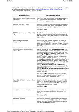 dcpromo Befehlsübersicht | PDF