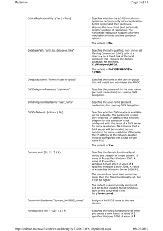 dcpromo Befehlsübersicht | PDF