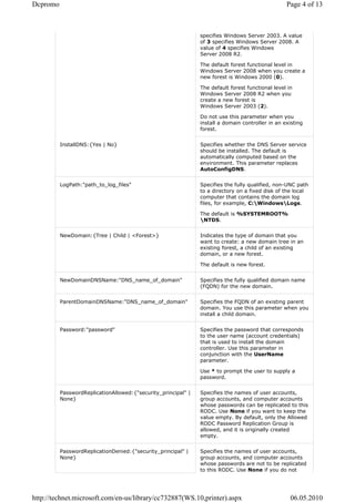 dcpromo Befehlsübersicht | PDF