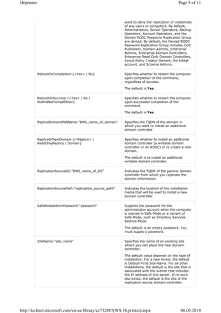 dcpromo Befehlsübersicht | PDF