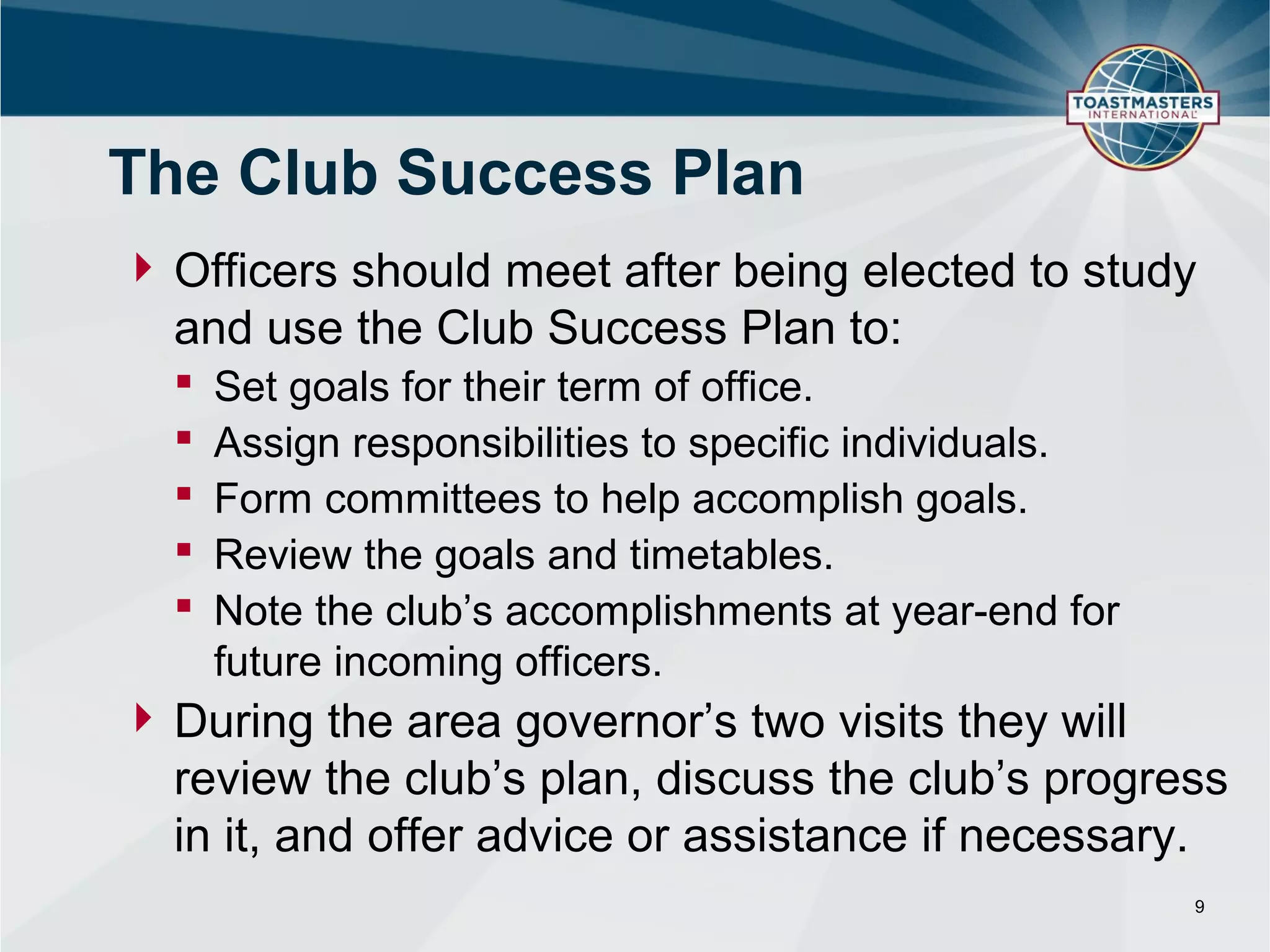 Distinguished Club Program - Club Success Plan June 2013 | PPS