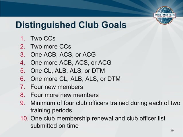 Distinguished Club Program - Club Success Plan June 2013 | PPT