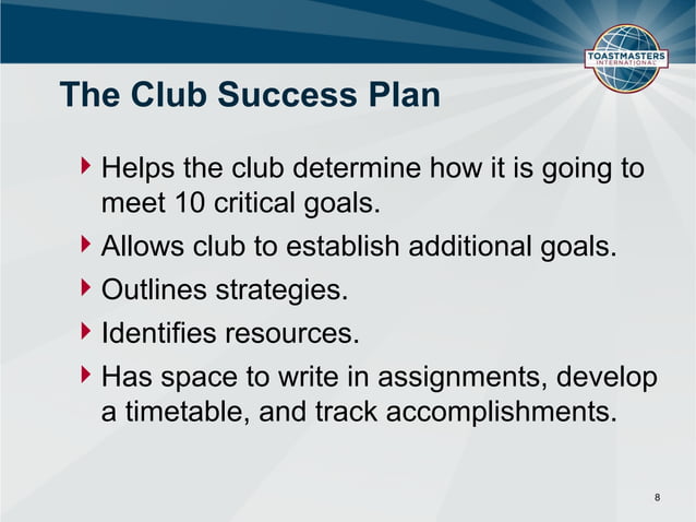 Distinguished Club Program - Club Success Plan June 2013 | PPS
