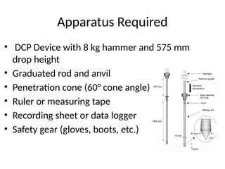 Dynamic cone penetration test procedure following ASTM | PPTX