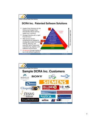 DCRA Inc. Supply Chain S&OP Solutions Summary | PDF