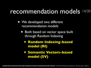 Enhanced Vector Space Models for Content-based Recommender Systems | KEY | Search | Internet