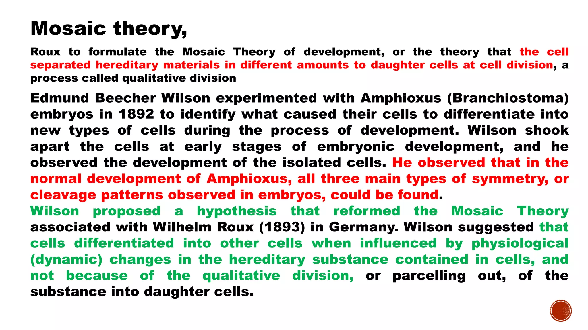 Theories of embryonic development | PPT