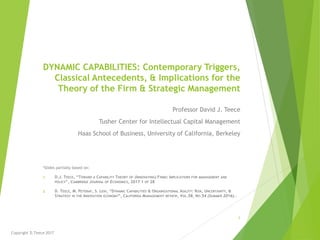 Dynamic Capabilities: Contemporary Triggers, Classical Antecedents, and ...