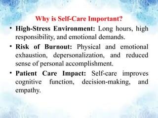 dc self care practices for healthcare professionals | PPTX