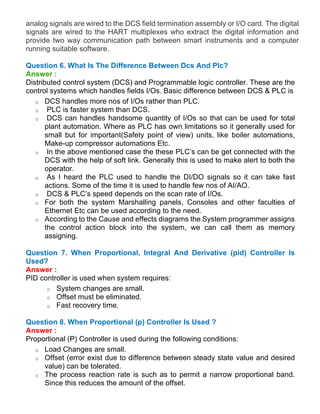 oil and gas DCS Interview Questions and Answers | PDF
