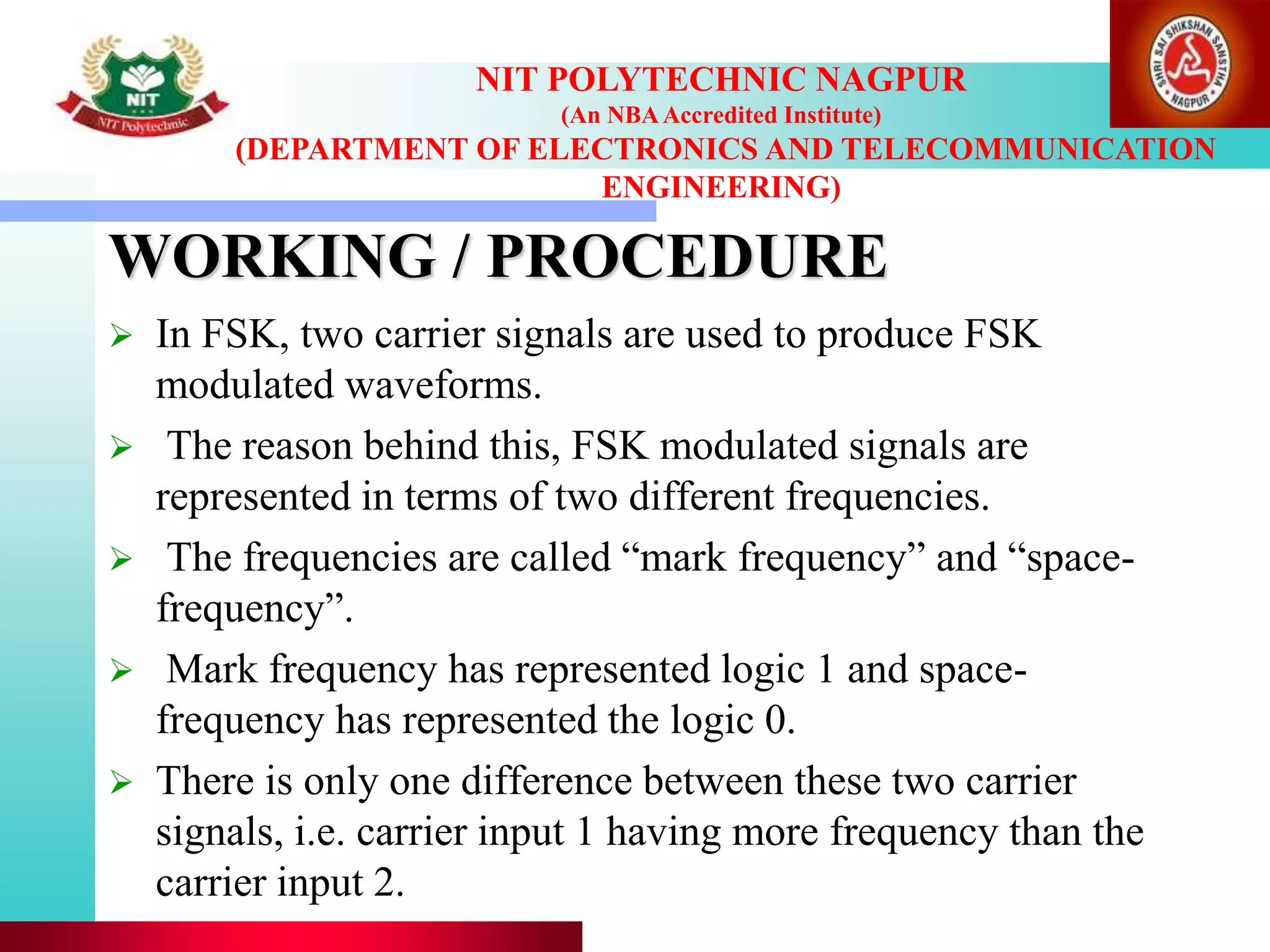 BUILD CIRCUIT TO GENERATE FSK FREQUENCY SHIFT KEYING.pptx