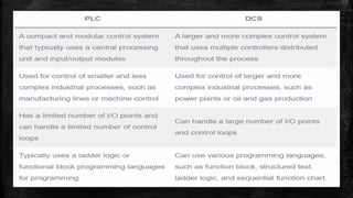 Differences between plc and dcs vtu enginnering syllabus | PPTX