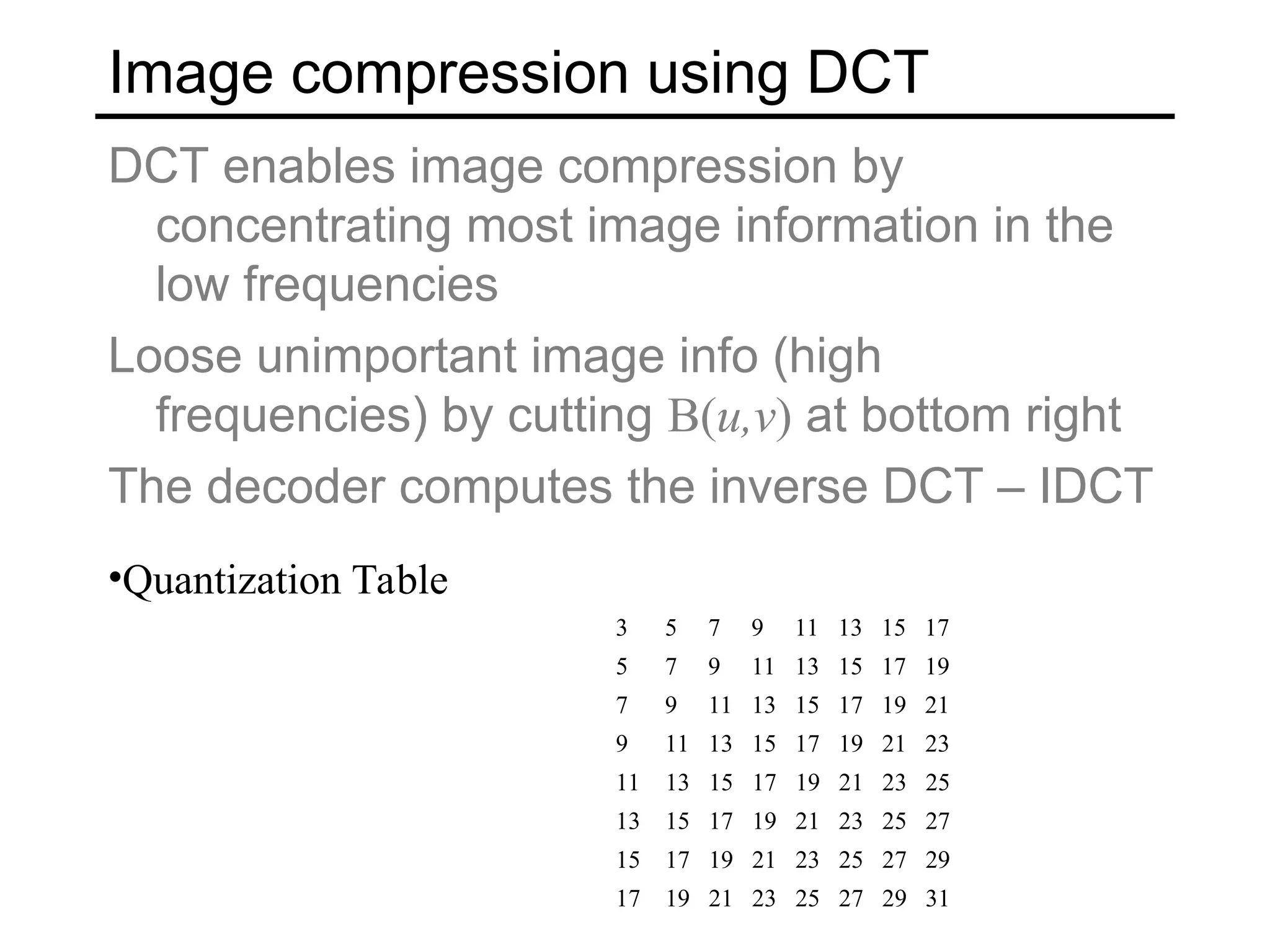 Discrete Cosine Transform for computational photography | PPT