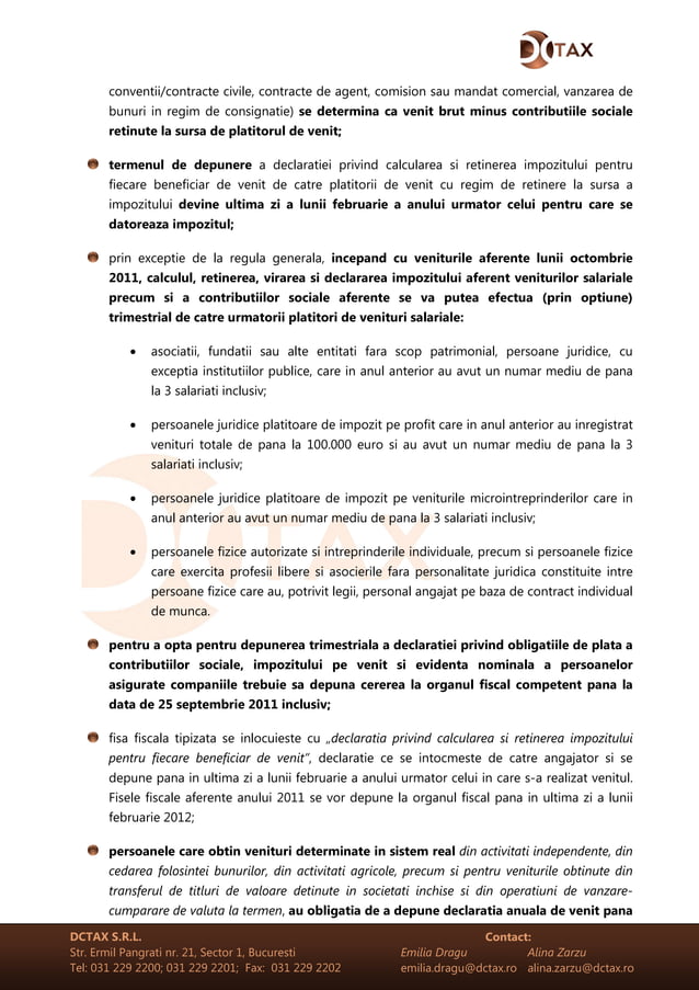 Dc tax update_modificari cod fiscal_7 septembrie 2011 | PDF