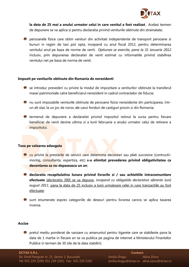 Dc tax update_modificari cod fiscal_7 septembrie 2011 | PDF