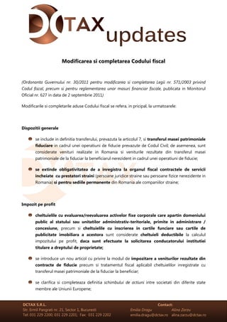 Dc tax update_modificari cod fiscal_7 septembrie 2011 | PDF