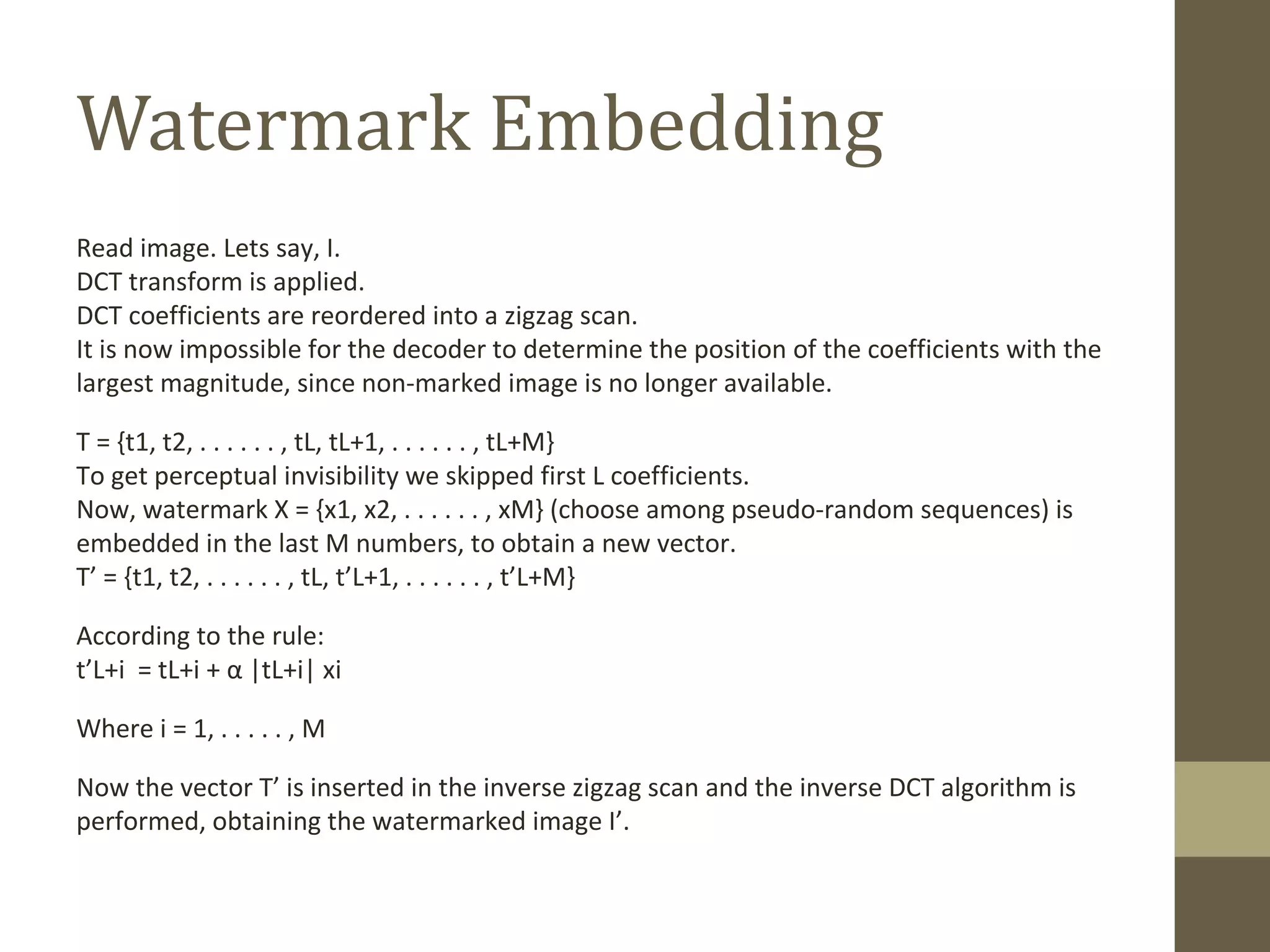 DCT based Watermarking technique | PPT