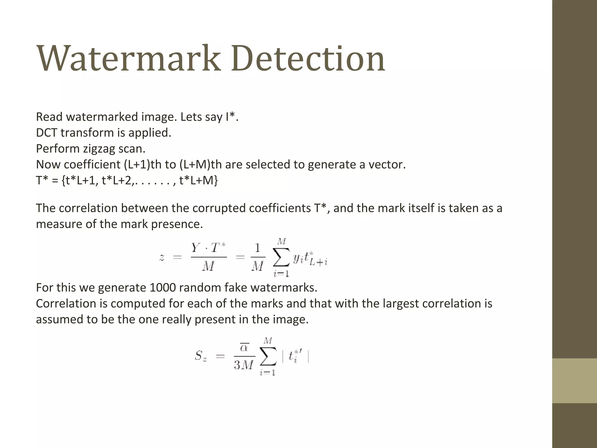 DCT based Watermarking technique | PPT