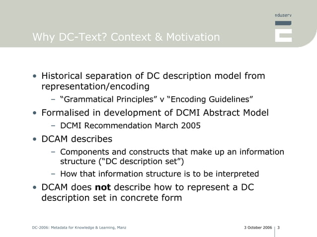 DC-Text: a simple text-based format for DC metadata | PPT