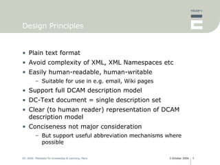 DC-Text: a simple text-based format for DC metadata | PPT