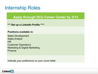 LinkedIn Internship Presentation DCU | PPT