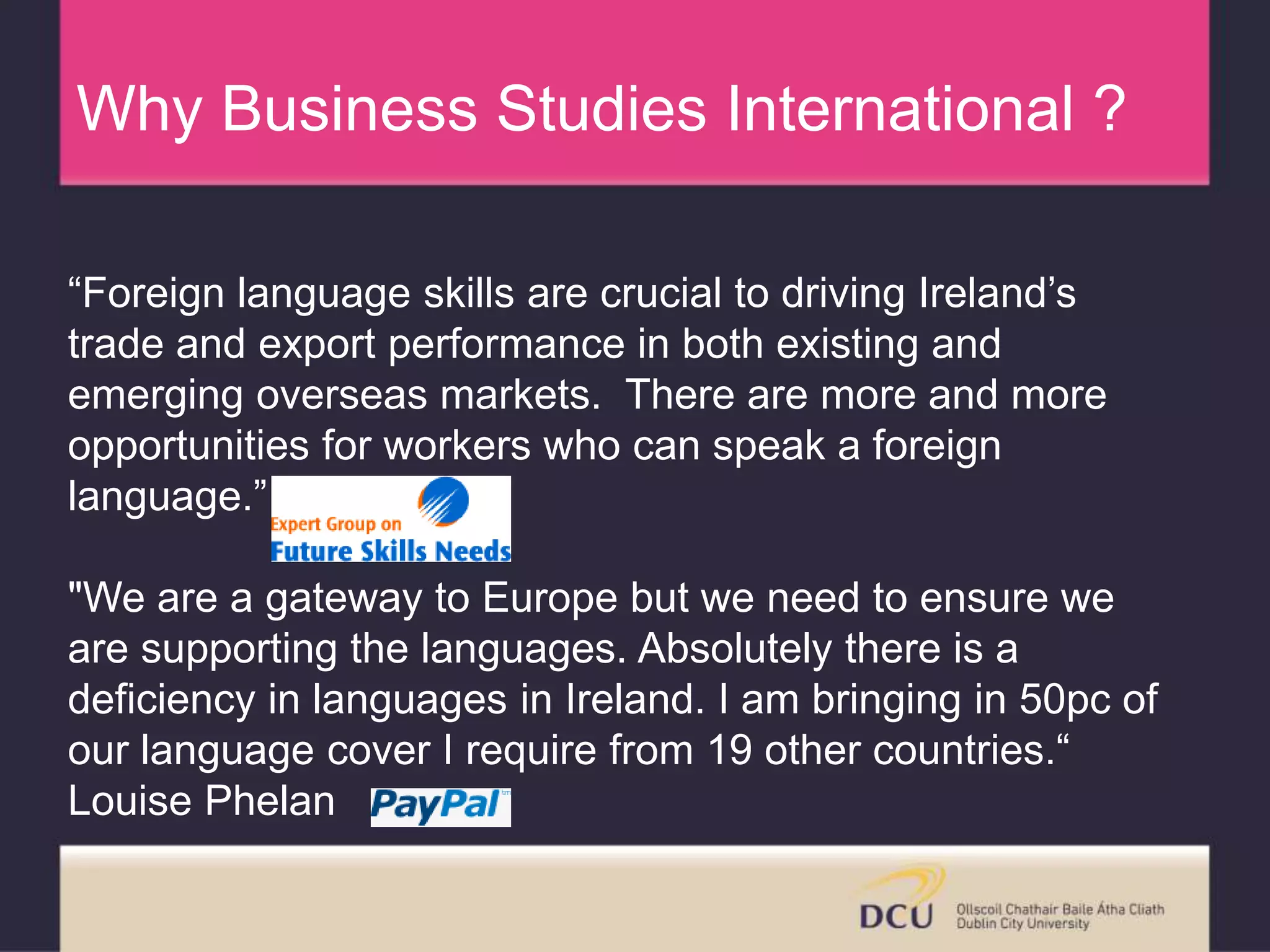 Dcu Business Studies International | PPTX