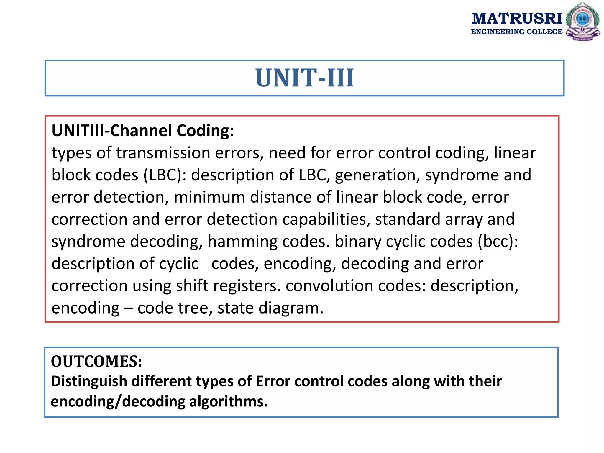 UNIT-3 : CHANNEL CODING | PPT