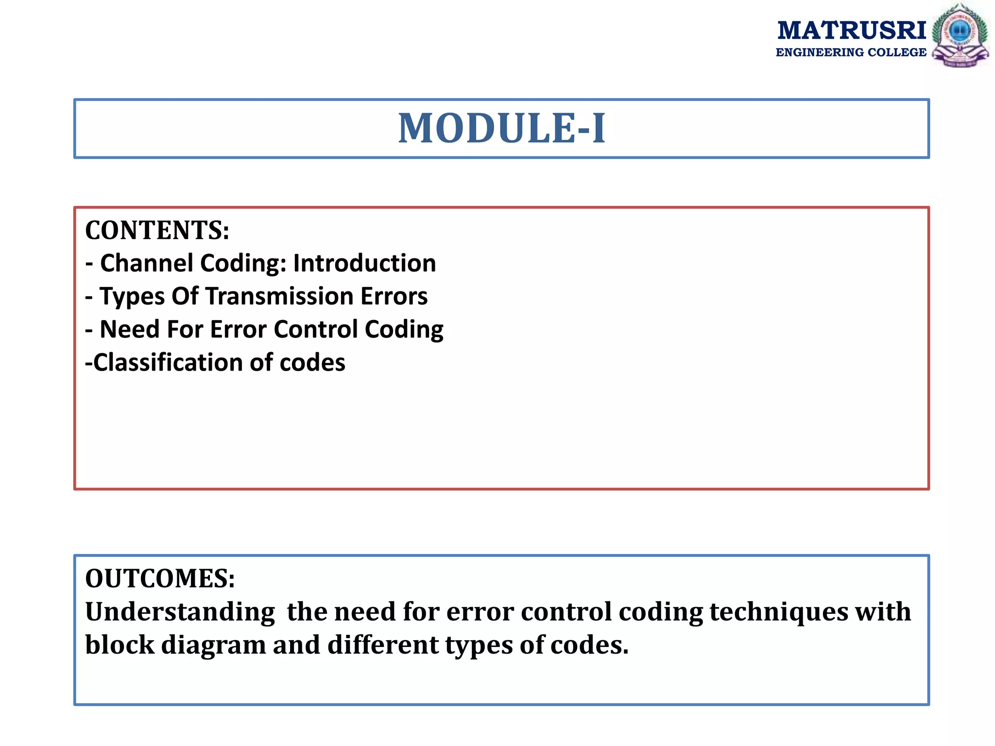 UNIT-3 : CHANNEL CODING | PPT