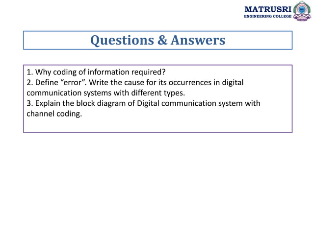 UNIT-3 : CHANNEL CODING | PPT