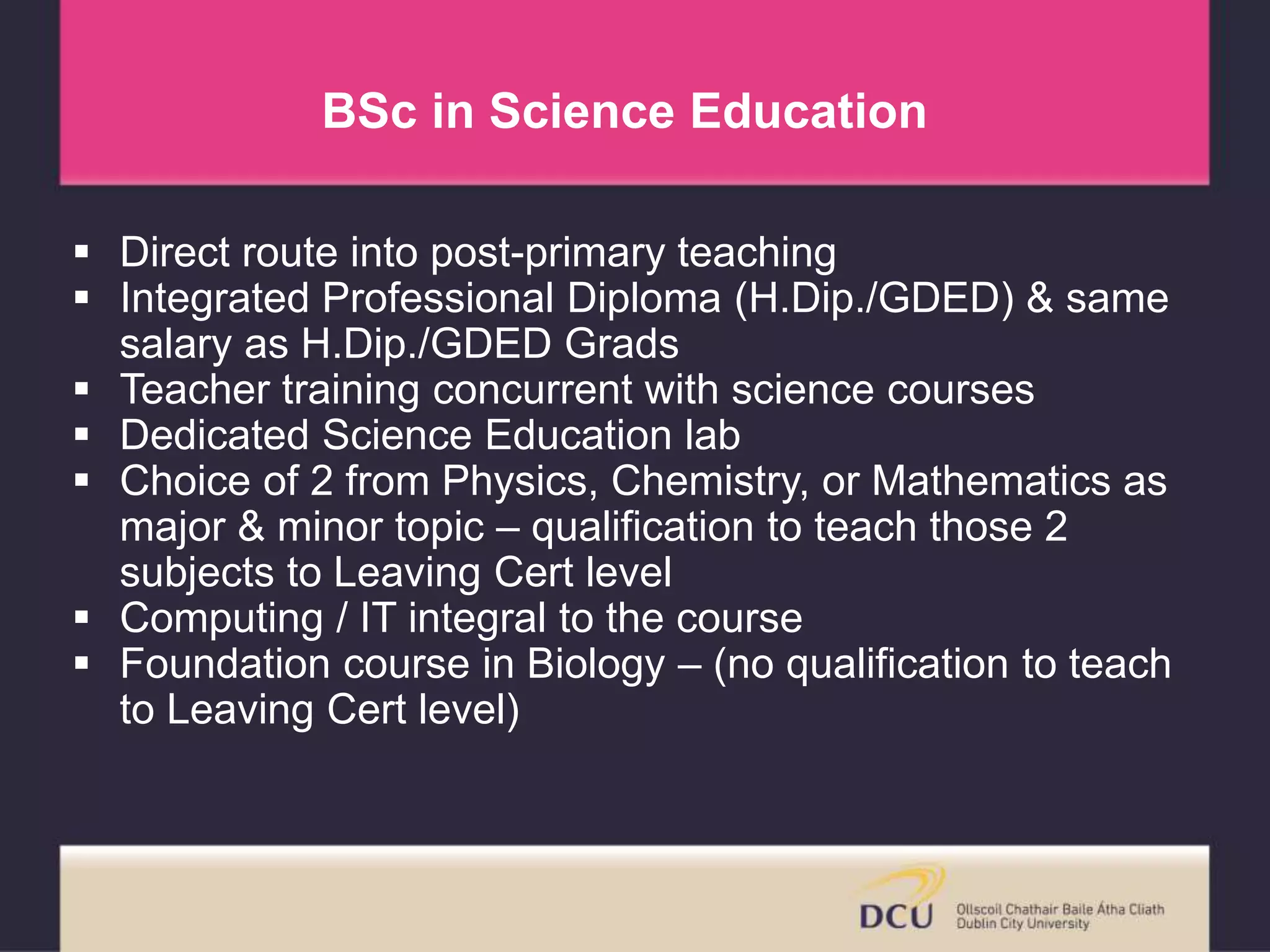 DCU Science Education Presentation | PPT