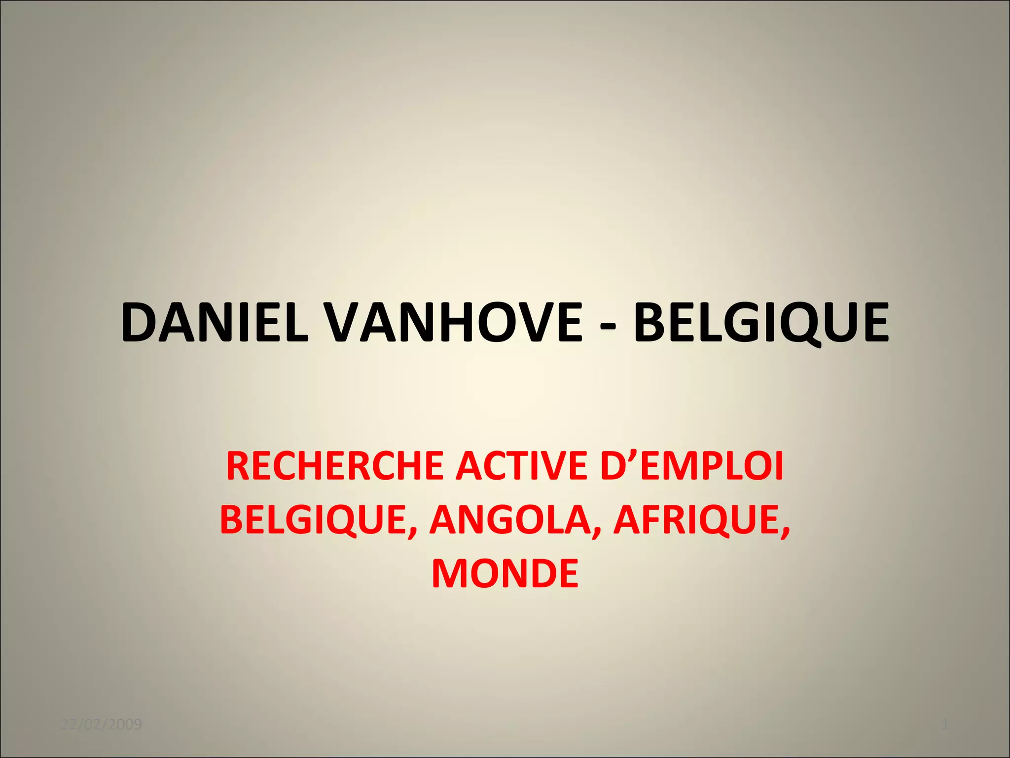 CV DANIEL VANHOVE | PPT