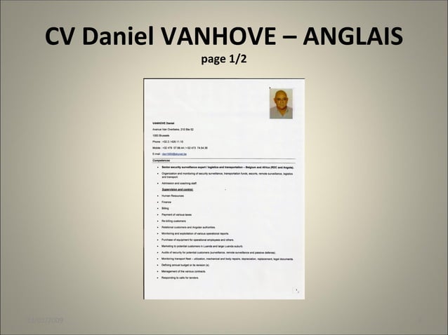 CV DANIEL VANHOVE | PPT