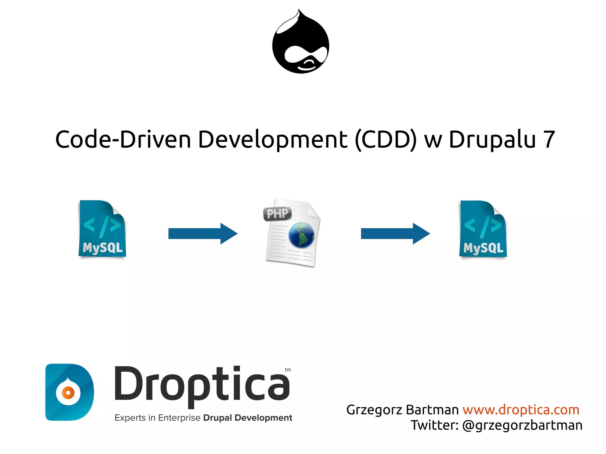 Code driven development w Drupalu 7 | DrupalCamp Wrocław 2014 | PPT