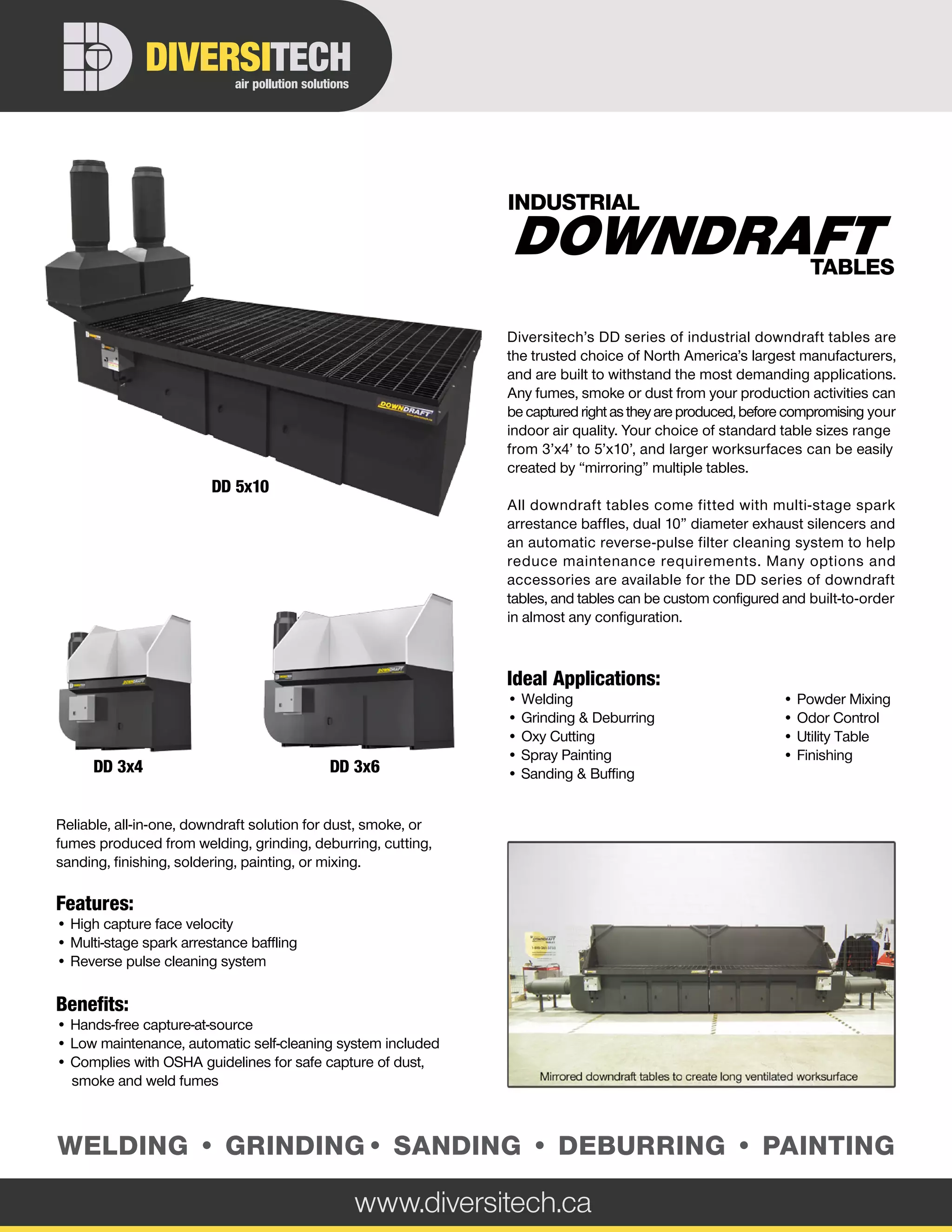 Industrial Downdraft Tables - Product Sheet | PDF