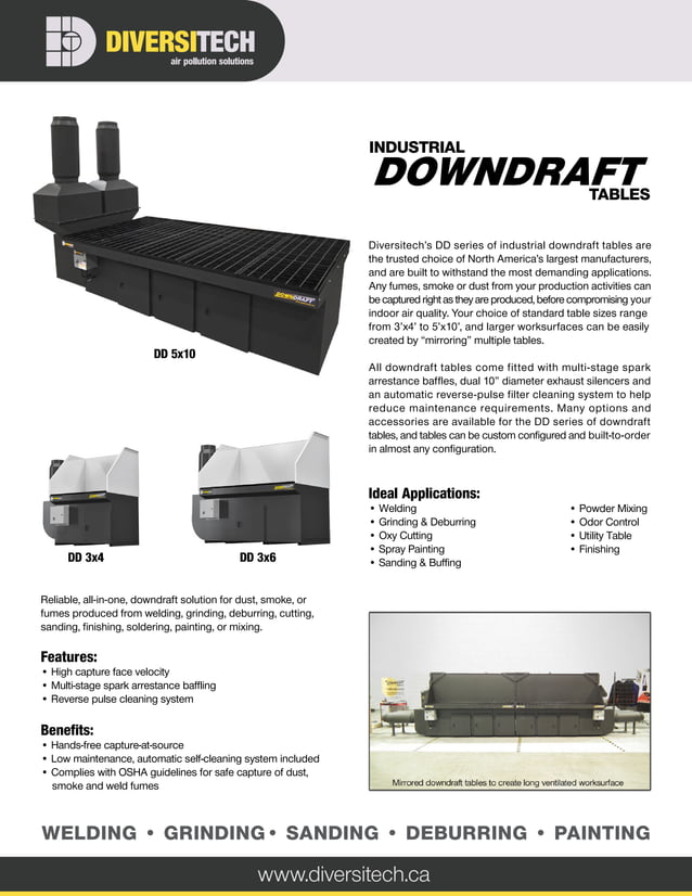 Industrial Downdraft Tables - Product Sheet | PDF