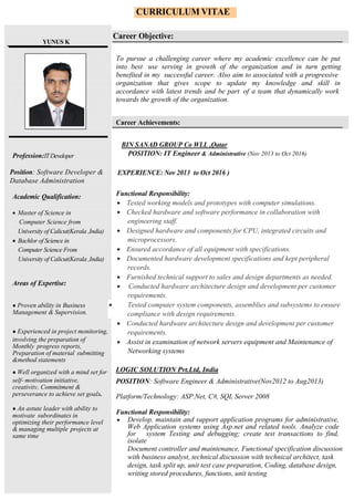 Yunus UAE CV | PDF