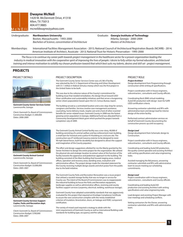 DMcNeil PM Design Projects | PDF | Civil Engineering Industry | Industries