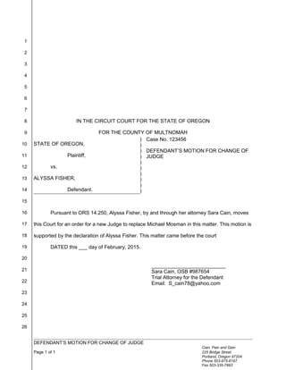 Motion for Change of Judge | DOC