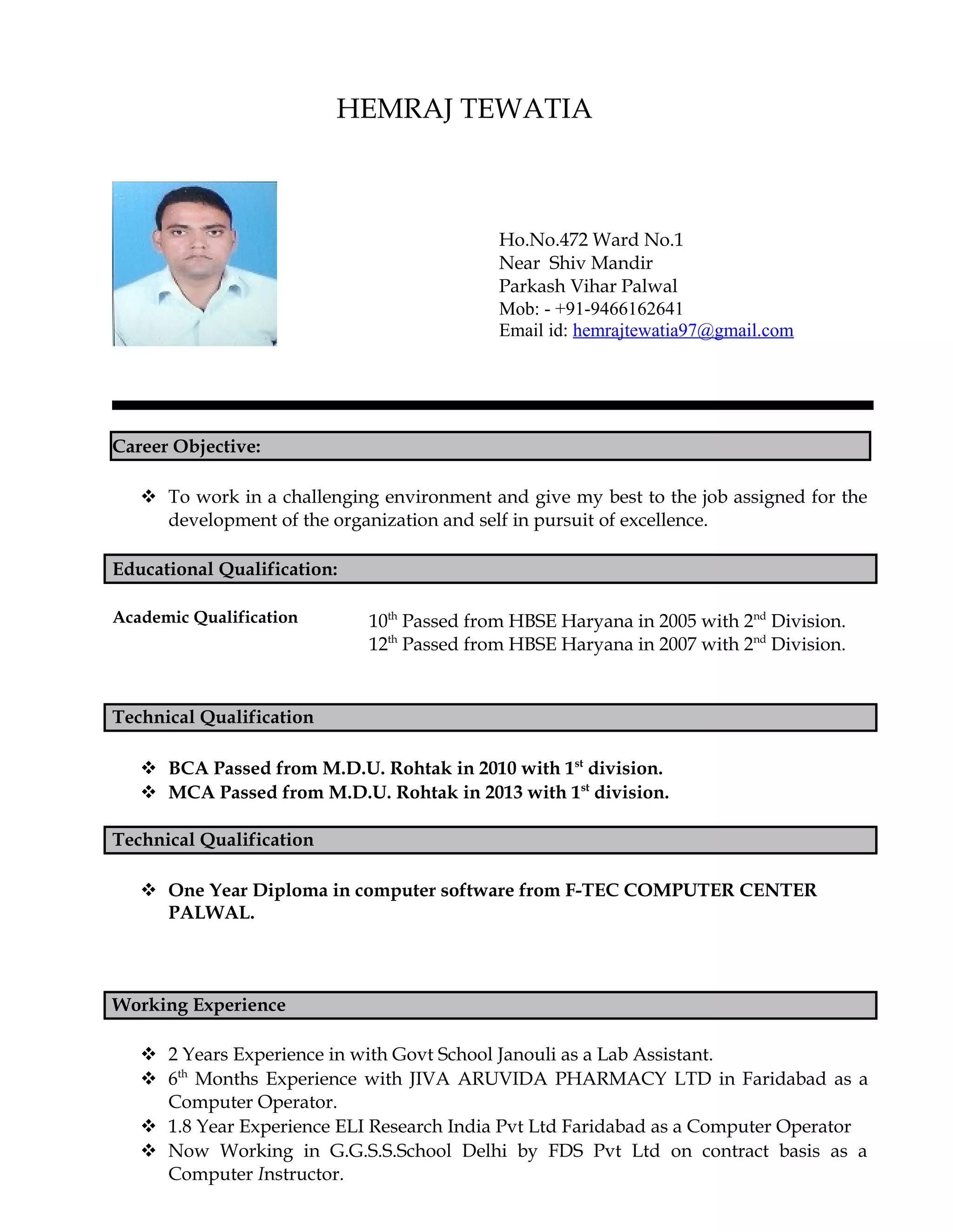 hemraj resume | PDF