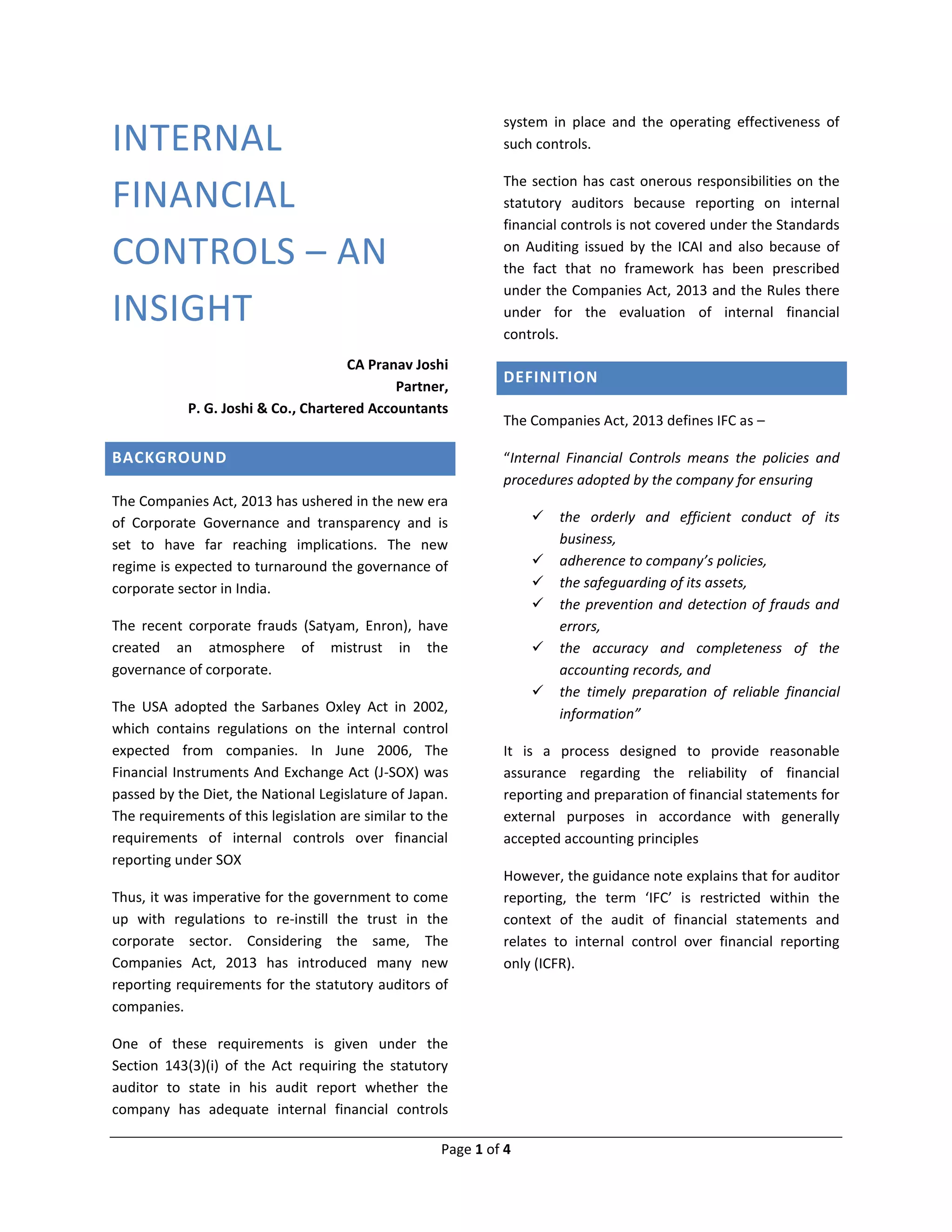 Internal Financial Controls | PDF | Financial Regulation | Economy