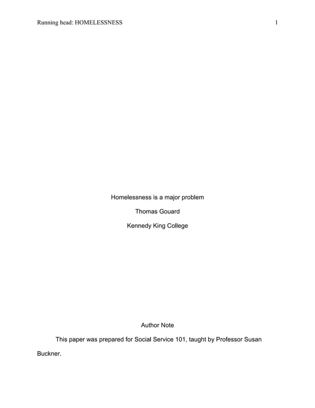 Homelessness paper | DOC | Government Support and Welfare | Financial ...