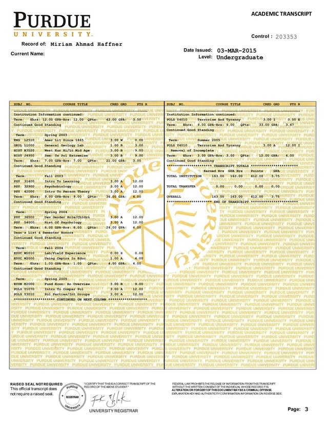 Purdue Transcript | PDF | Undergraduate Education | College Education
