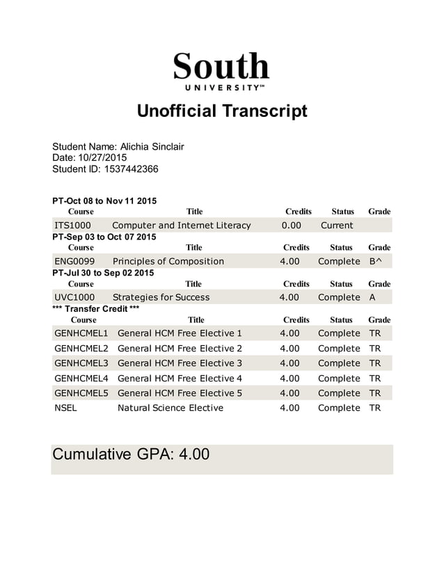 Unofficial Transcript | DOCX