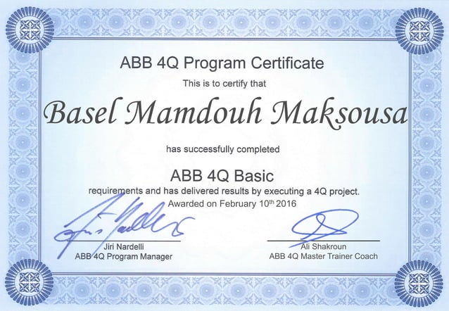 4Q Basic certrificate - Basel Mamdouh Maksousa | PPT