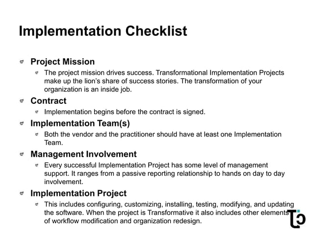 Implementation Checklist | PPTX